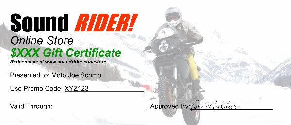 Sound RIDER! Store Gift Certificates